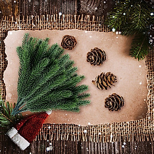 Alpurple 30Pcs Artificial Pine Needles Branches Garland-9.8x2.5 Inch Green Plants Pine Needles,Fake Greenery Pine Picks for DIY Garland Wreath Christmas Embellishing and Home Garden Decoration