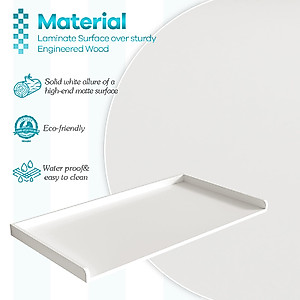 Kaboon Washer Dryer Countertop, Melamine Countertop with Edge Rails - 27.5" Depth x 54" Width Laundry Room Organization，White