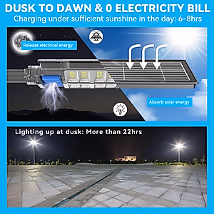 TENKOO Solar Street Lights Outdoor 4000W Solar Parking Lot Lights, 230000 Lumens Solar Street Lights with Motion Sensor LED Wide Angle Lamp Waterproof IP67 Commercial Lighting for Yard