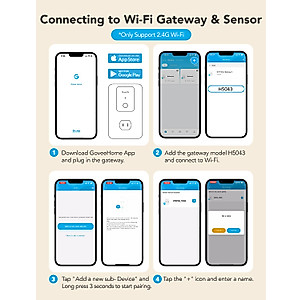 GoveeLife WiFi Water Ieak Detector 2 for Home, Smart Water Ieak Sensor 4 Pack with 100dB Adjustable Alarm and App Alerts, Wireless Detector with 1312 ft Transmission for Basement, Kitchen, Bathroom