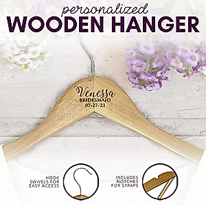 Custom Engraved Wood Hanger - Personalized for Bride Bridesmaid Wedding Bridal Party