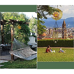 JYPS Sun Moon Solar Wind Chimes for Outside Crackle Glass Ball Waterproof Wind Chimes Outdoor Clearance Deep Tone Garden Decor Birthday Unique Gifts for Women Mom Grandma Windchimes Gardening