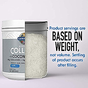 Garden of Life Grass Fed Collagen Coconut MCT Powder - Vanilla, 24 Servings, Collagen Powder for Energy Hair Skin Nails Joints, Collagen Peptides Powder, Coconut MCTs, Collagen Protein Supplements