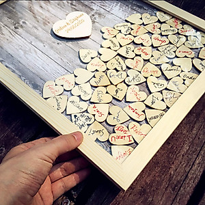 Wedding Guest Book Alternative Pen Sign Drop Top Wooden Frame for Baby Shower Birthday Party Decoration 120 Hearts