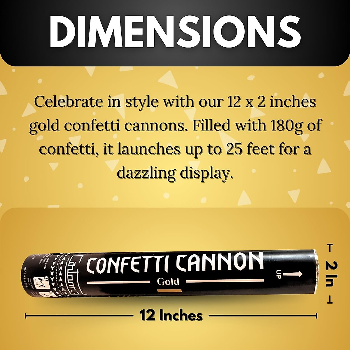 CIRTAMZ CIRTAMZ Set Of 5 Gold Confetti Poppers | 12 Inches Confetti Cannon With 25 Feet Height Range | Biodegradable Confetti Party Poppers For Joyful Gatherings