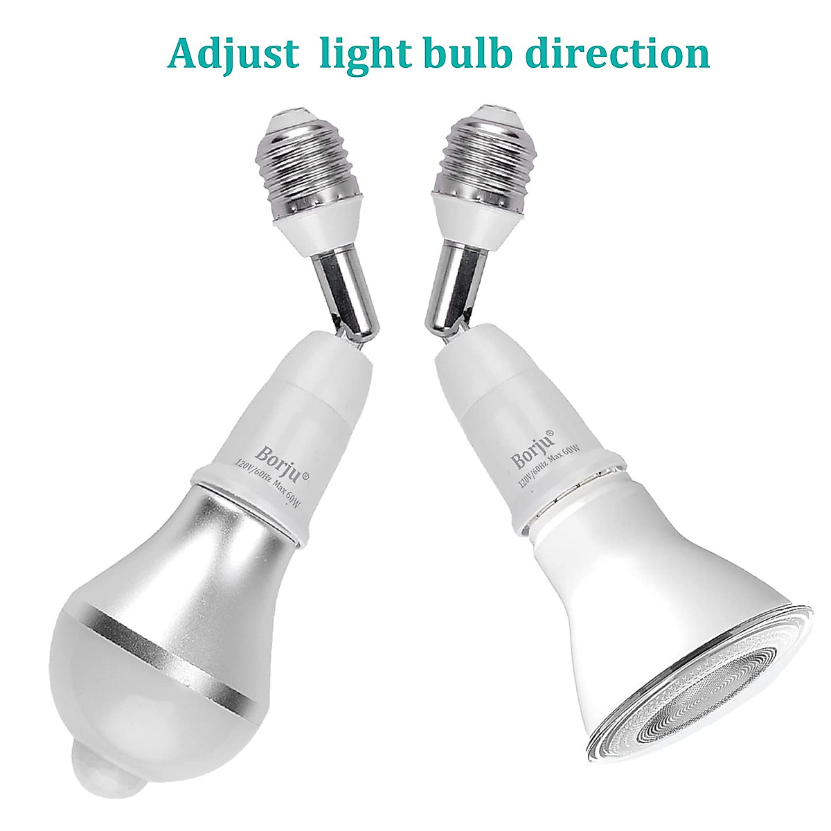 Borju Light Socket Extender [2-Pack], 4.5 Inch Light Socket Extension, 360° Adjustable Light Socket, White