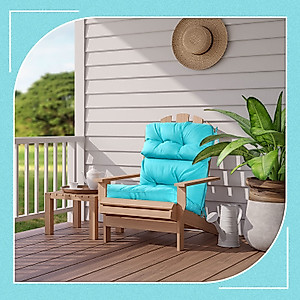 Mixweer 6 Pack Outdoor/Indoor High Back Chair Cushion Waterproof Rocking Chair Pads Tufted Seat/Back Chair Cushion Weather Resistant Adirondack Chair Cushions for Outdoor Patio Furniture (Blue)