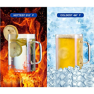 HUAHANGNA Square Drinking Glasses With Handle Set of 4-20 OZ Glass Tumbler Cup with Bamboo Lids and Straw, Beer Can Shaped Glad Glass Cups for Iced Coffee, Soda, Water, Matcha, Chocolate…