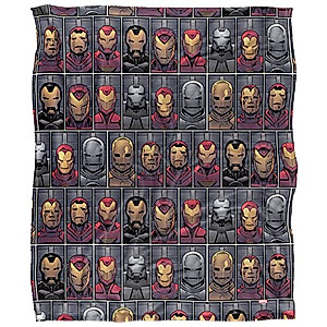 Marvel Iron Man Blanket, 50"x60", Collection of Iron, Silky Touch Super Soft Throw Blanket
