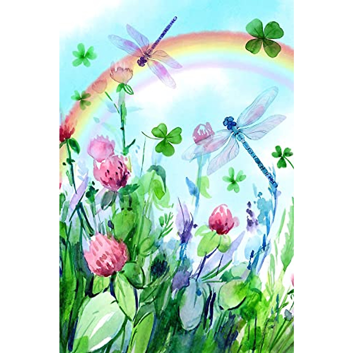 Texupday Clover Shamrock Floral Rainbow Dragonfly Decoration St.Patrick's Day Spring Vertical Garden Flag Farmhouse Holiday Party Outdoor Yard Banner 12" x 18"