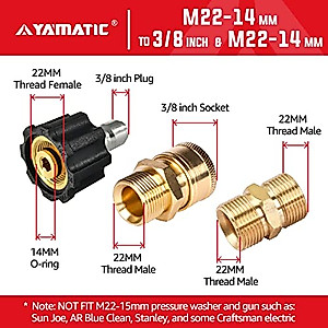 3/8" Quick Connection Pressure Washer Hose Kit, M22-14MM to 3/8 Quick Connect Set, 1/4" X 50 FT, 3200 PSI Power Washer Hose