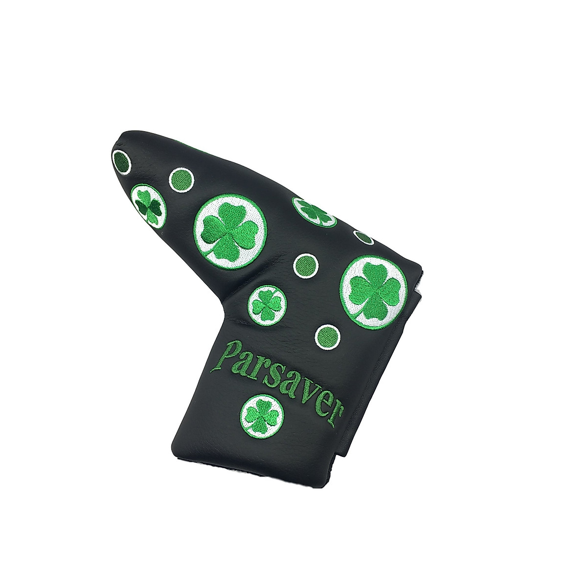 Parsaver Shamrock Lucky Clover Golf Blade Putter Cover Lucky Four Leaf Clover Black Covers for Scotty Cameron Odyssey Taylormade Titleist Ping and Mizuno Putters. A Wonderful Golf Gift