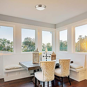 Design House 588848-SN Tess 13-inch Modern Integrated LED Twist Disk Ceiling Light with Alabaster Glass Shade for Bathroom Entryway Living Room, Satin Nickel