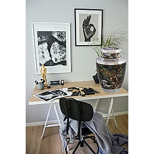 Forest Deer Cremation Urn, Handcrafted Metal Urn for Human Ashes, Adult Cremation Urn with Velvet Bag