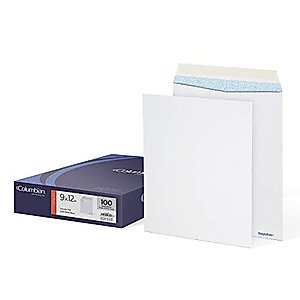 Columbian Envelopes Columbian 9 x 12 Catalog Mailing Envelopes, SimplySafe Tamper Evident, Security Tint, Pull Strip, Peel and Seal Closure, White, 100/Box (COLO930)