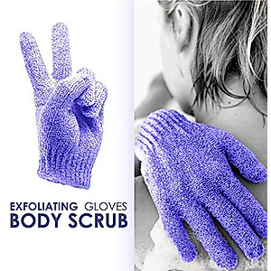 EXCLAIM BEAUTY Exfoliating Gloves Body Scrubber Gloves for Shower, Spa, Massage Shower Gloves Dual Texture Bath Gloves | Dead Skin Remover with Adjustable Straps