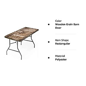 Polyester Rectangle Fitted Elastic Edge Table Cloths, 4 ft-(24" x 48"), Wooden Grain Barn Door Polyester Waterproof Wipeable Table Cloth, for Outdoor Picnic Camping and Indoor Kitchen Dining Party
