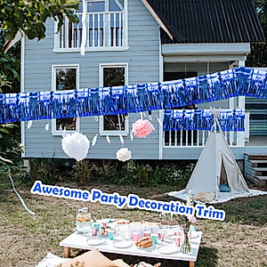 3 Pack 10 Feet Fringe Float Banner Curtains Metallic Foil Fringe Garland Shiny Tassel Foil Float, Parade Float Decorations for Trailer Car Graduation Homecoming Birthday Party (Royal Blue)