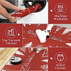 CAREMEE Christmas Washable Rug 8x10 Rug for Living Room Non Slip Soft Non Shedding Throw Rugs Large Area Rug for Bedroom Decor Stain Resistant Carpet for Dining Room Red 8'x10'
