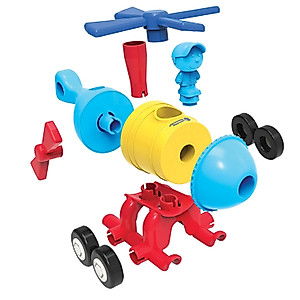 Learning Resources 1-2-3 Build It! Rocket, Train, Helicopter, 17 Pieces