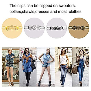 Ruisita 4 Pieces Retro Cardigan Clip Sweater Collar Clip Shawl Clips Dresses Shawl Clip for Women Girls (Color 1)