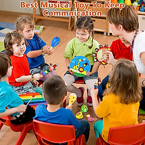 INLAIER Kids Musical Instruments Set, 20 Pcs Wooden Shakers Percussion Instruments Tambourine Xylophone Toys, Child Early Learning Musical Toys for Boys and Girls Gifts Present with Carrying Bag
