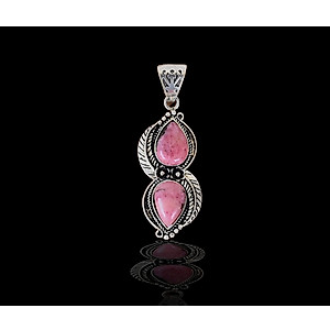 Rekha Gems Rhodonite Pendant, Pink Gemstone Pendant, Gift For Her, Vintage Jewelry,925 Sterling Silver Pendant, Boho and Hippie Pendant, Vintage Pendant, Daily Wear Pendant, Valentine Gift-NO-NRO-21