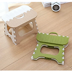 Generic Collapsible Plastic Step Stool, 8W x 6.5D x 7H inches, Mini Size (BEIGE/WHITE)