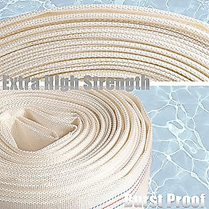 QuQuyi 1.25" x 62 FT Heavy Duty Reinforced PVC Swimming Pool Backwash Hose, General Purpose Lay-Flat Water Discharge pipe for Water Transfer Applications, White