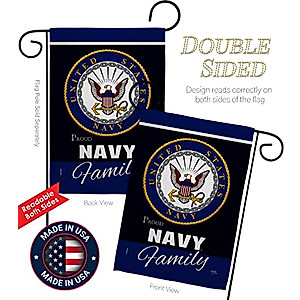 Breeze Decor Navy Proudly Family Garden Flag - Armed Forces USN Seabee United State American Military Veteran Retire Official - House Decoration Banner Small Yard Gift Double-Sided Made In USA