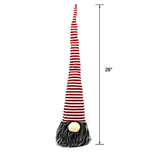 CVHOMEDECO. Handmade Swedish Gnome Plush Figurines Swedish Tomte for Home Décor, Winter Ornaments, Christmas and Holiday Party Decorations, 26 Inches, Stripe Hat