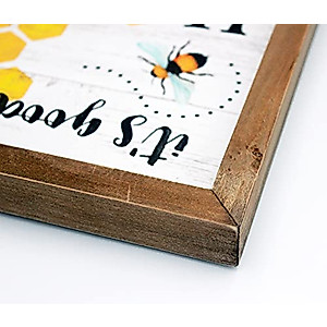 Wartter Wood Framed Wall Sign Honey Bee Wall Art Decor - It's Good To Bee Home, 7.9 x 7.9 Inches