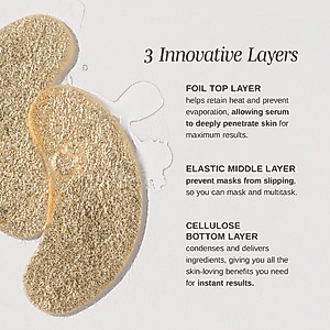 Wander Beauty Baggage Claim - Gold Foil Under Eye Patches For Dark Circles and Puffiness - Under Eye Mask Depuffs & Firms - Brightening Eye Mask for Under Eye Bags (6 Pairs)