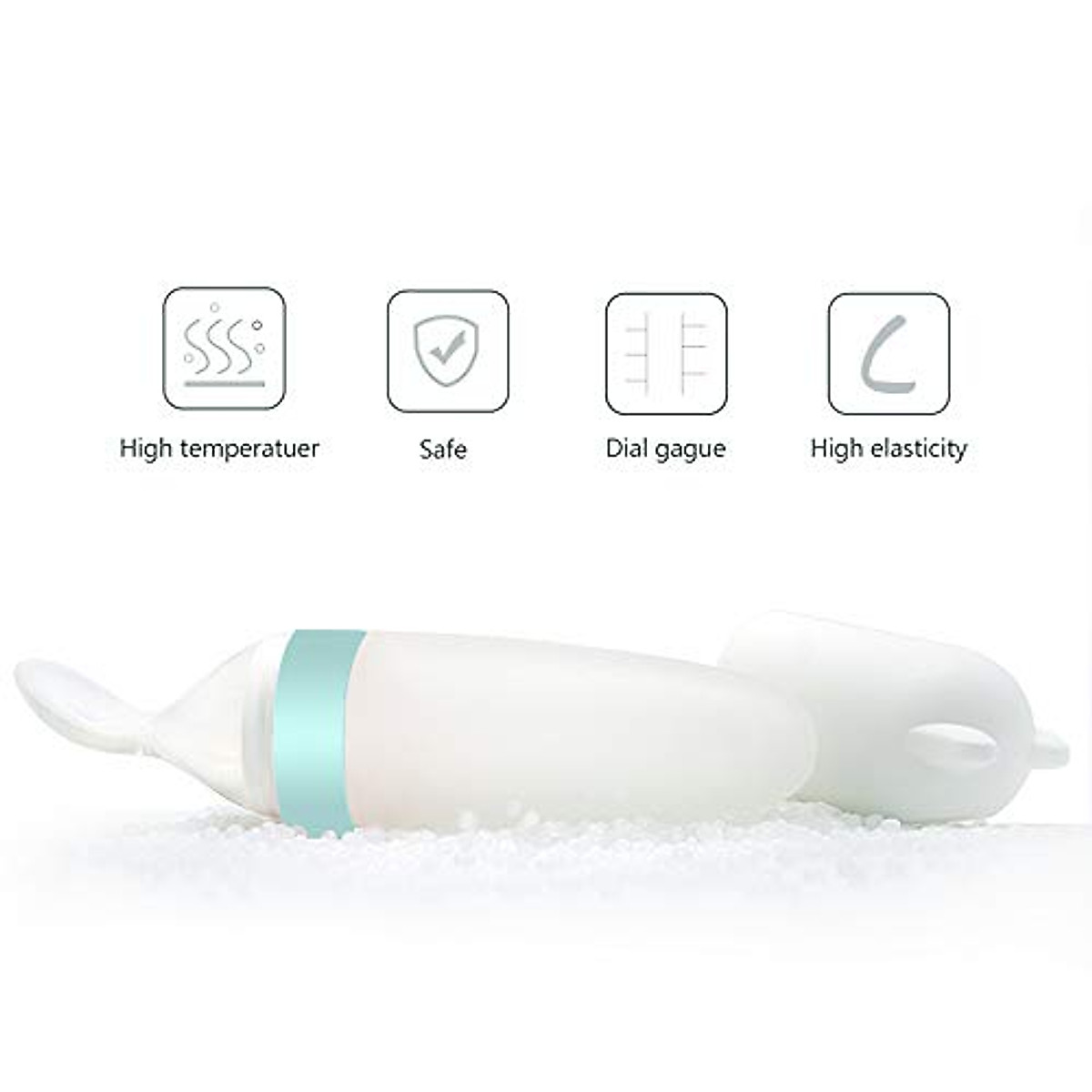 Burabi Silicone Squeeze Feeding Spoon, Baby Food Dispensing Spoon With Dust Cover, BPA Free