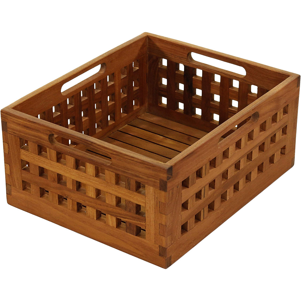 AquaTeak Grate Medium Size Teak Storage Bin