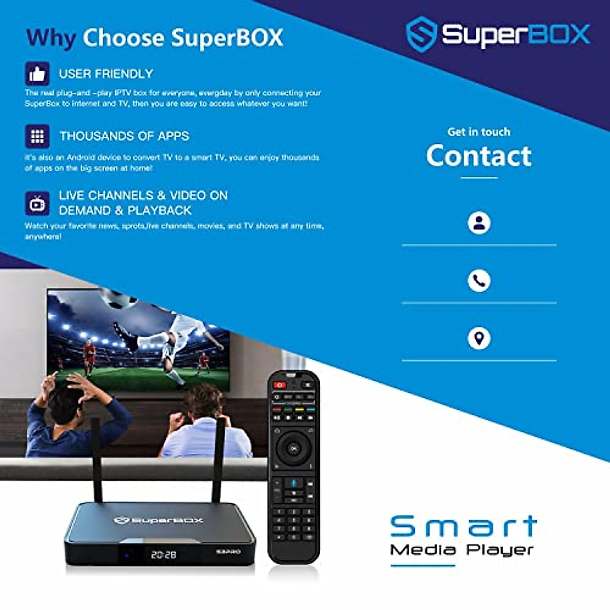 Authorized Seller 2023 Newest Super Box S3 PRO TV Box with Voice Remote，Detailed Install Instructions (2GB RAM + 32GB ROM)