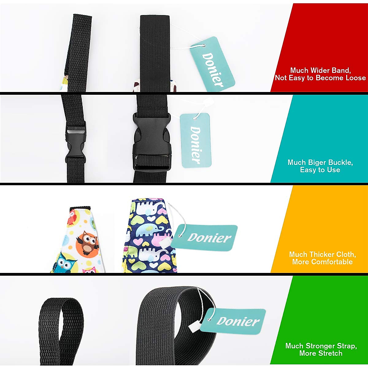 2 Packs Toddler Car Seat Neck Relief and Head Support, Pillow Support Head Band Easy Installation On Most Convertible Seats and Safety to Babies and Kids(Elephant)