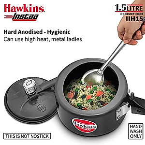 HAWKINS 1.5 Litre Instaa Pressure Cooker, Induction Inner Lid Cooker, Tall Body Hard Anodised Cooker, Best Black Cooker, Black (IIH15)