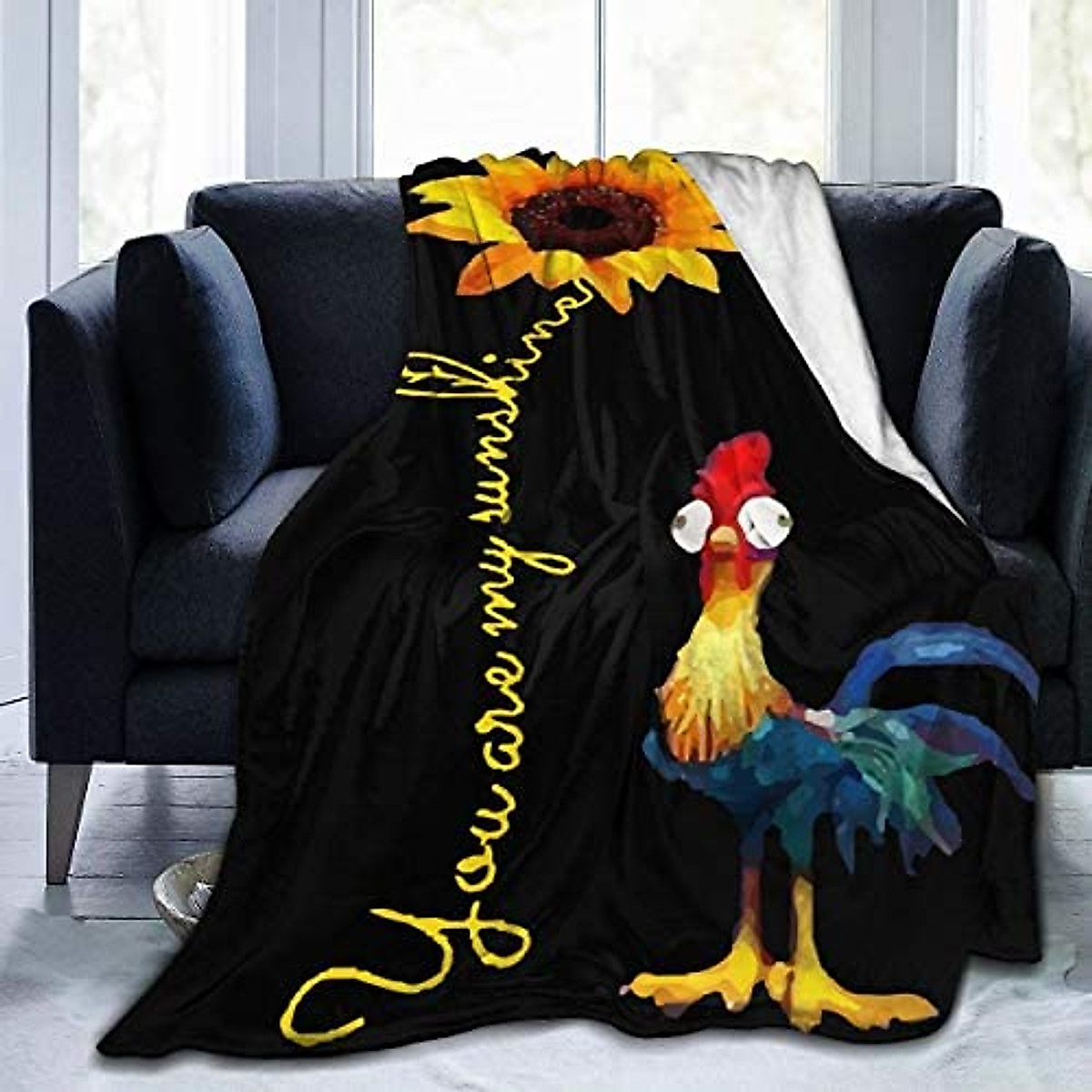Blanket Chicken Flower You are My Sunshine Fleece Blanket Foldrable Throw Blanket Washable Couch Sofa Fuzzy Blanket Reversible Plush Blanket Beach Blanket for Home Office