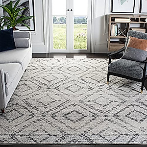 SAFAVIEH Adirondack Collection 8' x 10' Light Grey/Grey ADR131C Modern Diamond Distressed Non-Shedding Living Room Bedroom Dining Home Office Area Rug