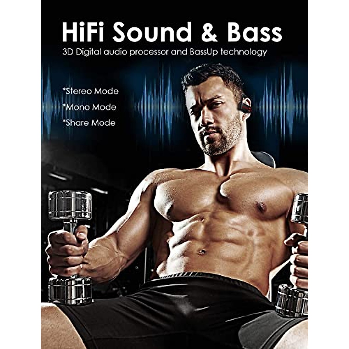 XLeader SoundAngel Sport3 Pro - Bluetooth 5.1 Sports Earbuds IPX7 Waterproof Wireless Running Headphones in Ear with LED Display Charging Case TWS Earphones with Micphones for Workout Fittness Gym Red