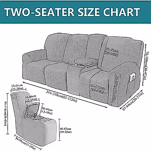 cjc Reclining Loveseat with Middle Console Slipcover, 8-Piece Velvet Stretch Loveseat Reclining Sofa Covers, 2 seat Loveseat Recliner Cover, Thick, Soft, Washable, Loveseat Slipcovers(Taupe)