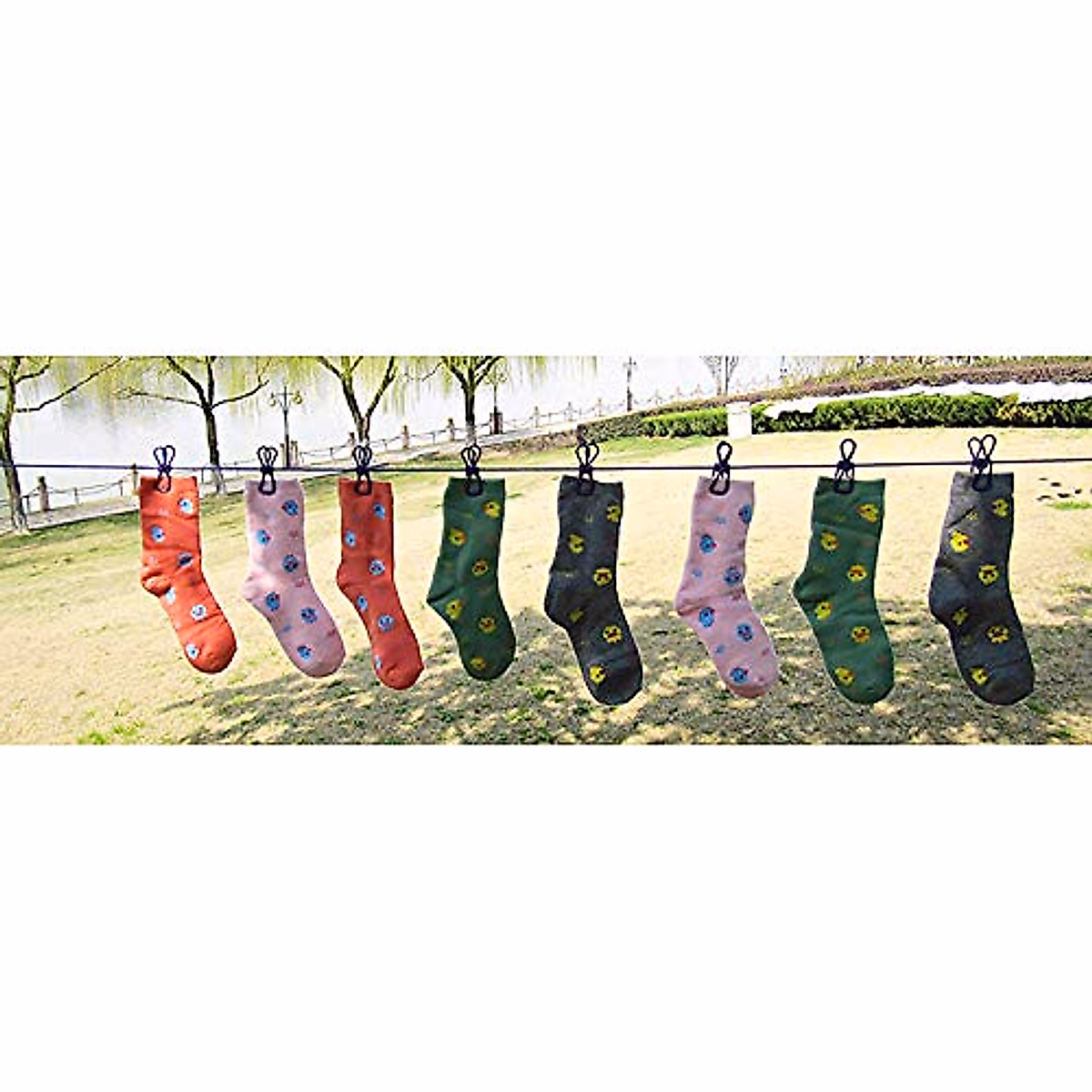 Travel Clothesline Laundry Storage and Organization, Ouioui 24 Pieces Portable Camping Clothesline with Space Saving Drying Shoe Rack, Quilt Clips and Clothes Hanger Connector Hooks for Indoor Outdoor