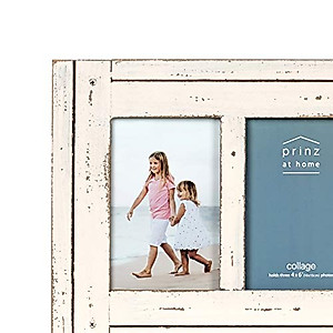 PRINZ Homestead Collage Frame for Three Photos in Antique Finish, White, 4 x 6"