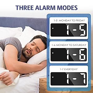 OQIMAX Digital Alarm Clock for Teens, Alarm Clocks with Large LED Display, USB/Battery Powered LED Desk Clock with Temperature Snooze 3 Adjustable Brightness Voice Control 12/24H for Bedrooms Kids