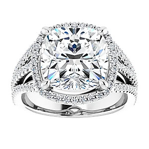 JEWELERYIUM Cushion Cut 6 Carat Moissanite Engagement Ring, Wedding Ring, Eternity Sterling Silver Ring, Anniversary/Christmas/Birthday/Valentine's Day Jewelry Gift (11)