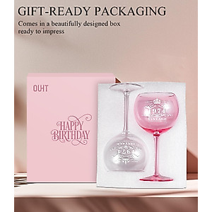 OUHT 50th Birthday Gifts for Her-50th Birthday Wine Glasses Gift Set,Cool Wine Gifts for 50 Years Old Bday Gifts Idea for Women, Friends, Daughter, Sister, Mom