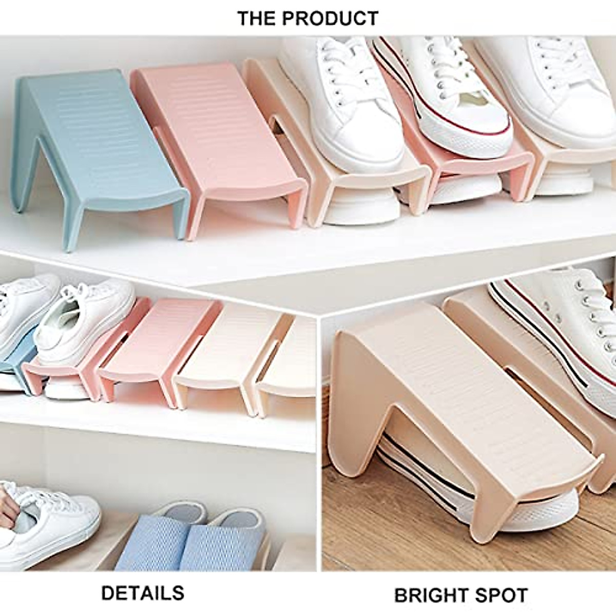 Veemoon 8pcs Rack% Bathroom Saving Organizer Multi- Holder Layer for Plastic Stands Blue Stacker Deck Shoes Stack Wall, Space Clo Slots Double Professional Stacker: Simple