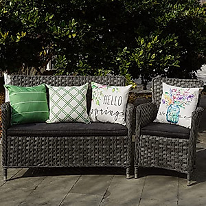 ONWAY Spring Pillow Covers 18x18 Set of 4 Spring Floral Waterproof Farmhouse Decorations Outdoor Green Patio Throw Cushion Case for Sofa Couch Home Decor