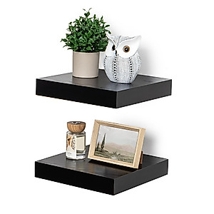 Black Floating Shelves 24 inches Long Set of 3, Bathroom Wall Shelves Over Toilet for Towels, Modern Wood Mounted Storage Shelf for Bedroom Living Laundry Room Kitchen Office Closet